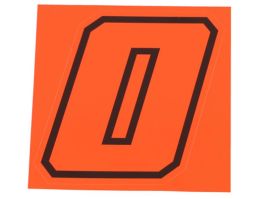 Pegatina número 0 rojo fluorescente y negro 10cm