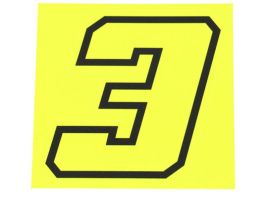 Autocollant numéro 3 jaune fluo et noir 10cm